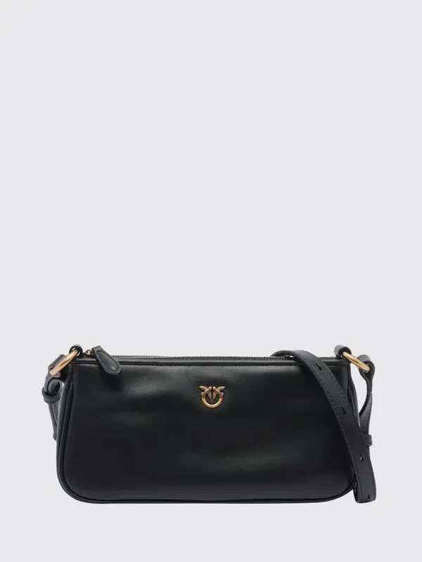 Pinko Mini Half Moon Calf Leather Crossbody Bag - Black