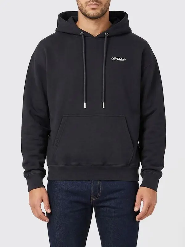 Off-White Cotton Hoodie - Black