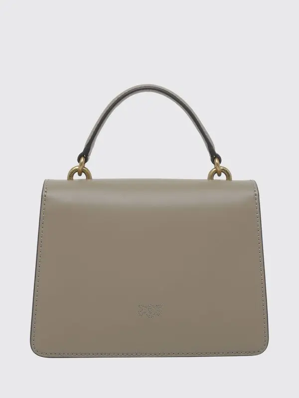 Pinko Mini Love Bag Monogram Calf Leather Handbag With Logo - Grey