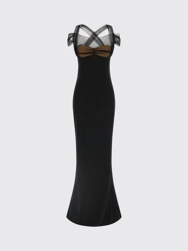 NENSI DOJAKA Tulle Bodice Evening Dress