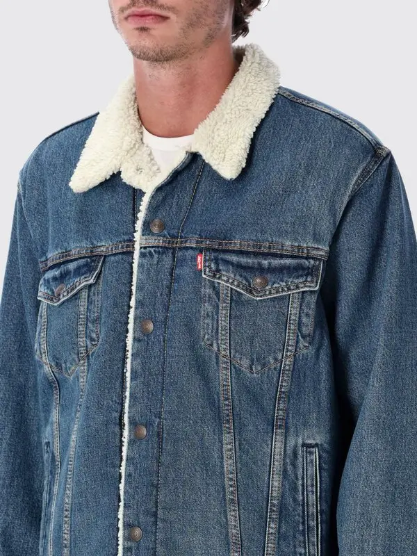 LEVI'S Denim Trucker Jacket With Sherpa Collar - Blue