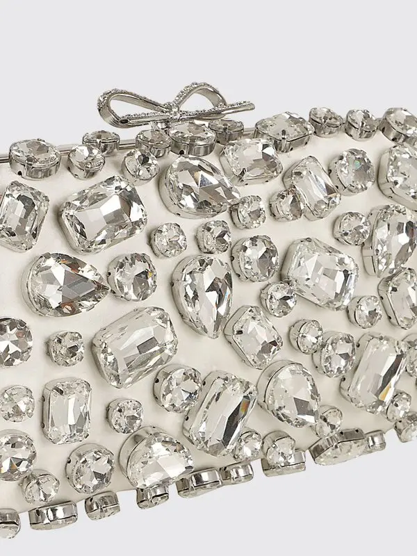 SELF-PORTRAIT Satin Clutch With Set Crystals