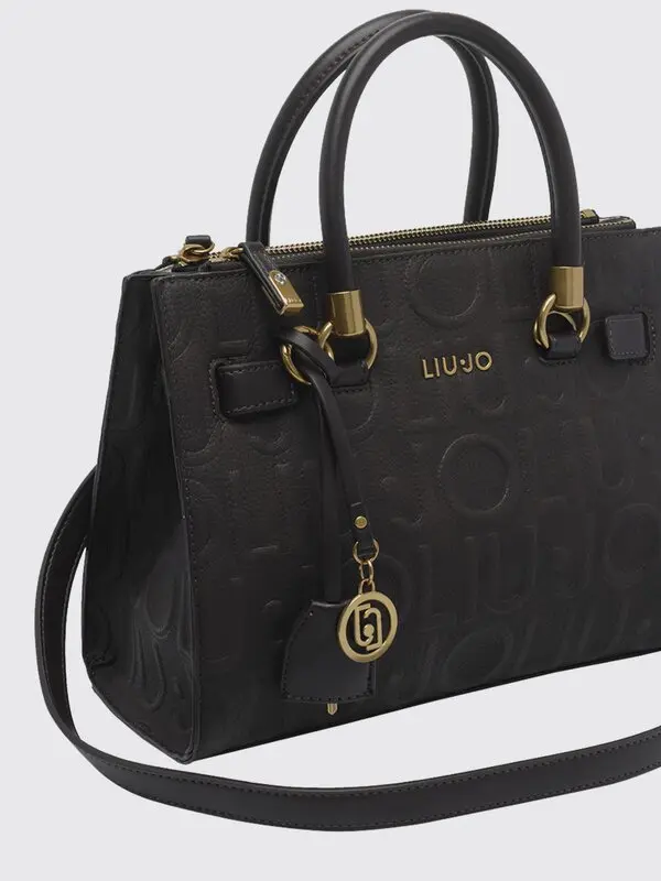Liu Jo Grained Faux Leather Handbag With Monogram And Logo Charm - Brown