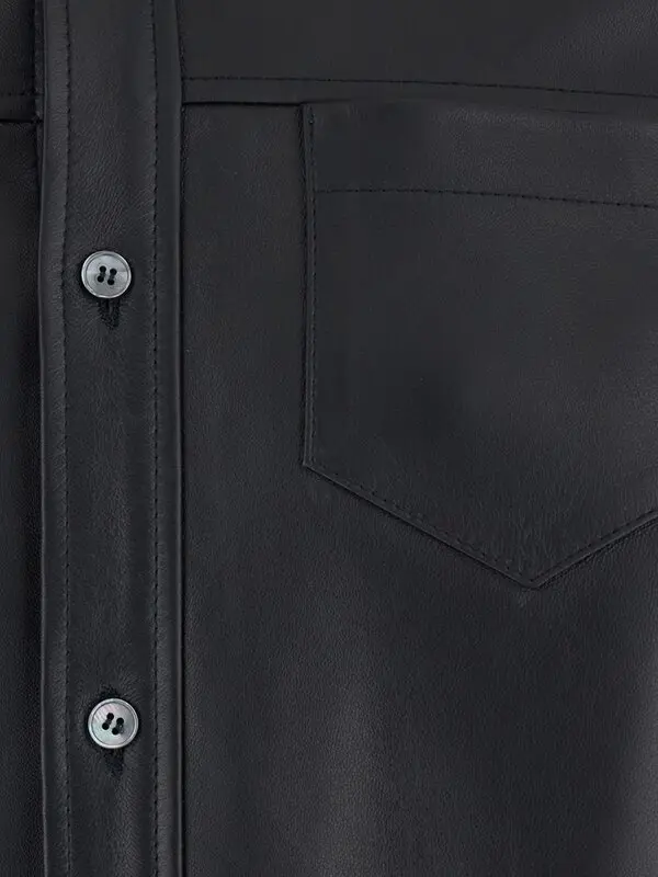 GRIFONI Leather Shirt Jacket