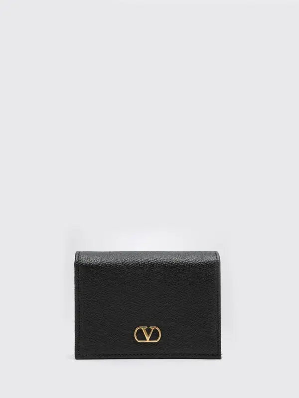 Valentino Garavani Vlogo Signature Grained Leather Wallet - Black