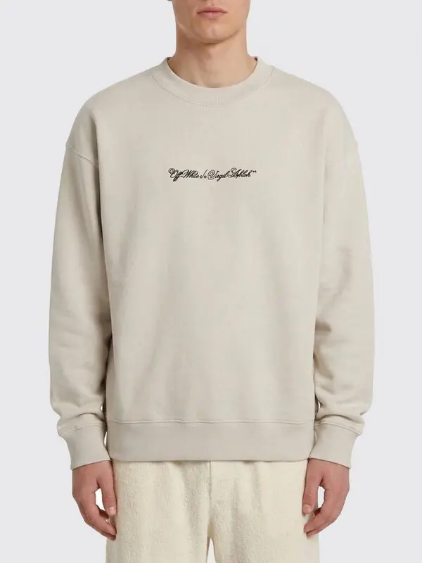 Off-White Cotton Crewneck Sweatshirt - Grey