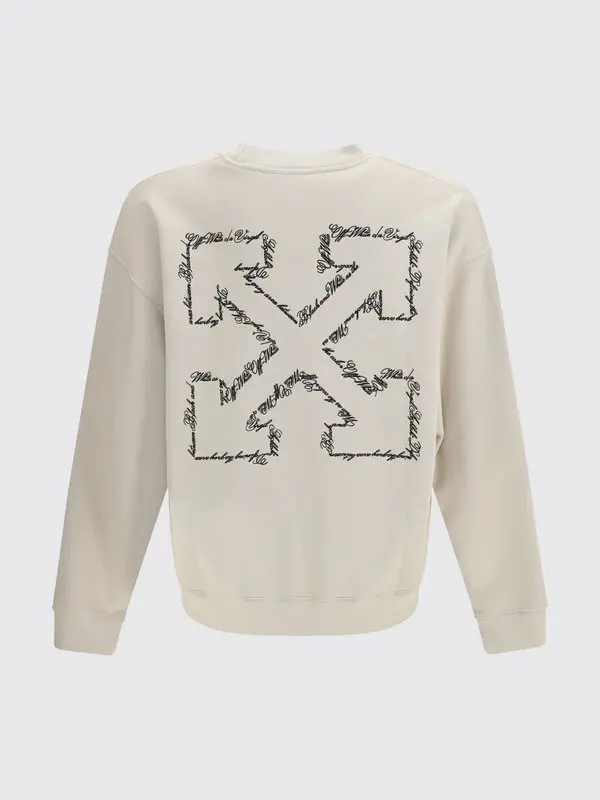 Off-White Cotton Crewneck Sweatshirt - Grey