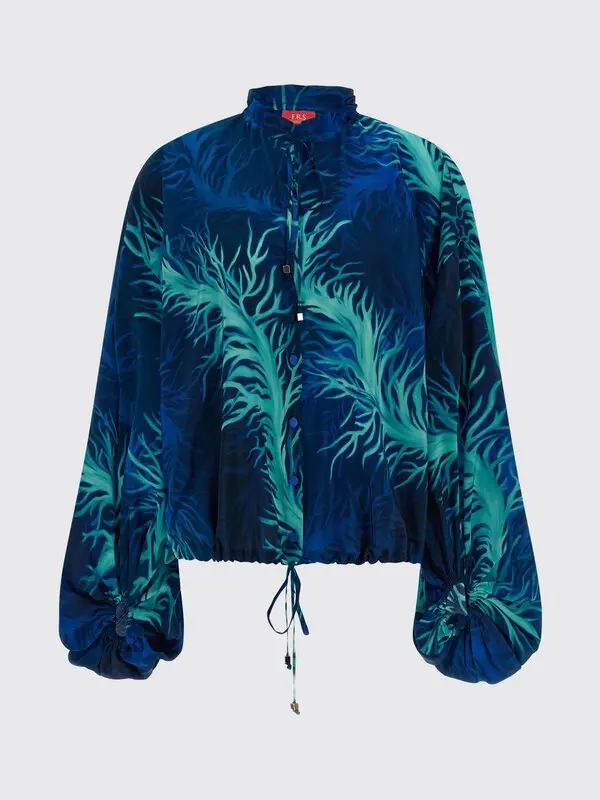 F.R.S FOR RESTLESS SLEEPERS Printed Silk Blouse - Blue
