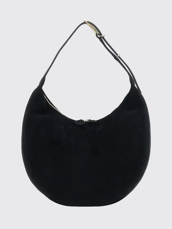 LIFFNER Moon Suede Calfskin Hobo Bag With Double Zip Closure - Black