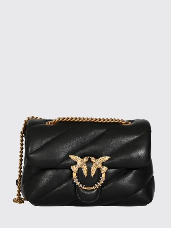 Pinko Quilted Leather Shoulder Bag With Bird Clasp