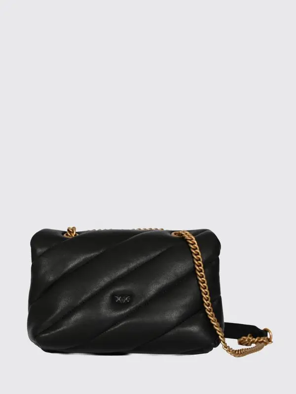Pinko Quilted Leather Shoulder Bag With Bird Clasp