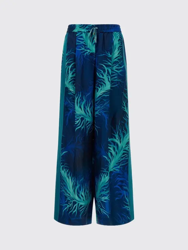 F.R.S FOR RESTLESS SLEEPERS Printed Silk Palazzo Trousers - Blue