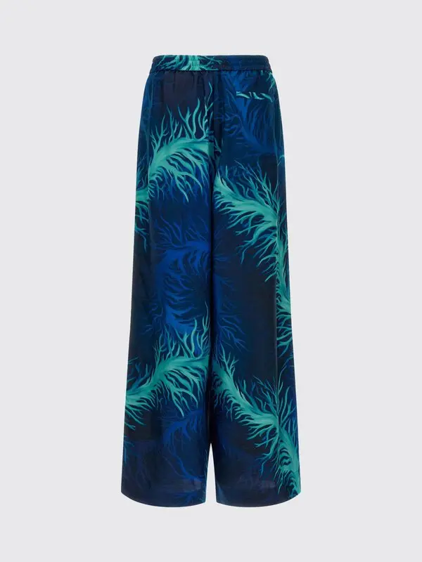 F.R.S FOR RESTLESS SLEEPERS Printed Silk Palazzo Trousers - Blue