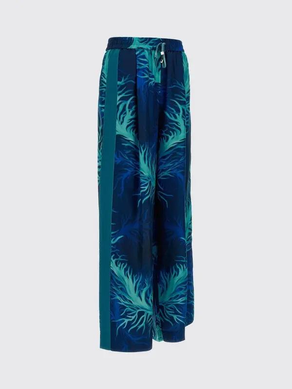 F.R.S FOR RESTLESS SLEEPERS Printed Silk Palazzo Trousers - Blue