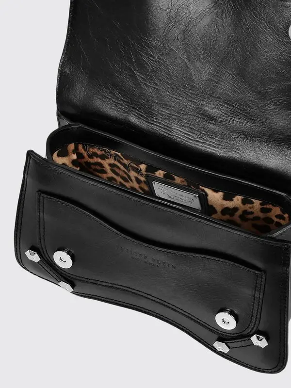 Philipp Plein Matelassé Leather Handbag With Hexagon Logo And Studs
