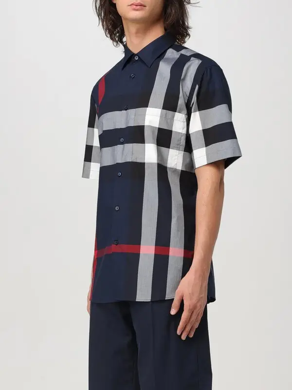 Burberry Check Cotton Casual Shirt - Blue