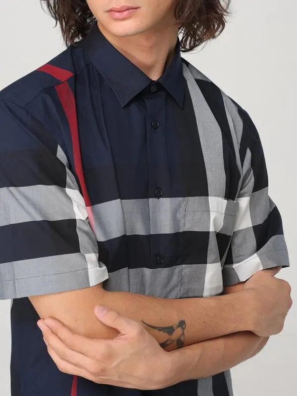 Burberry Check Cotton Casual Shirt - Blue