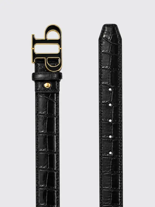 Philipp Plein Croc-embossed Calfskin Belt With Monogram Buckle