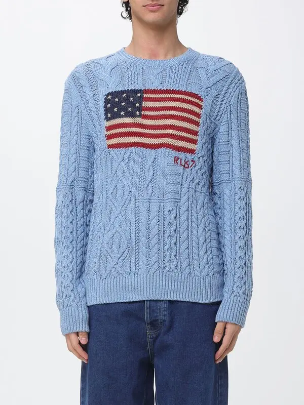 Polo Ralph Lauren Crewneck Sweater With American Flag Detail