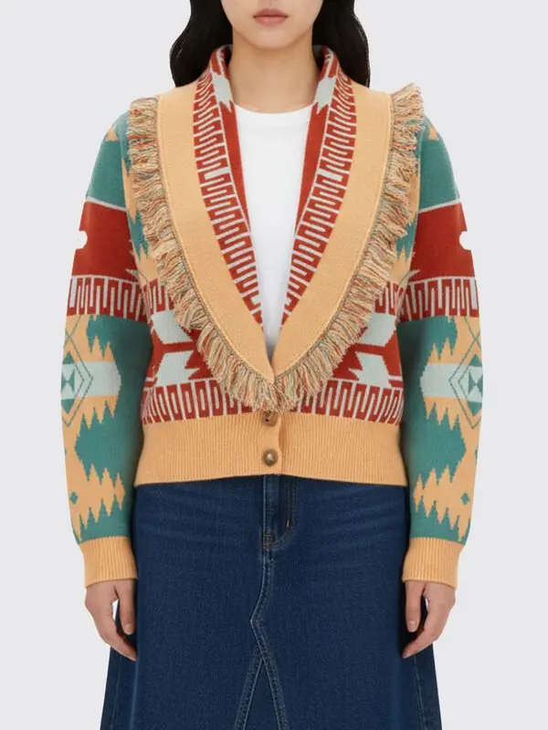 Alanui Icon Wool And Cashmere Cardigan With Ethnic Motif