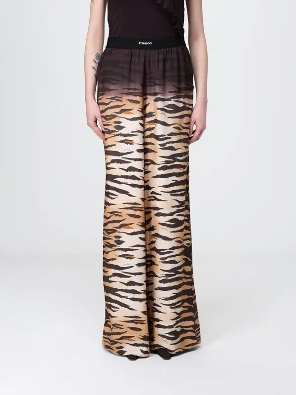 Pinko Animal Print Viscose Palazzo Trousers