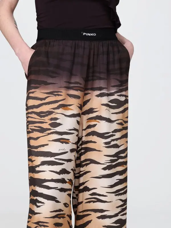 Pinko Animal Print Viscose Palazzo Trousers