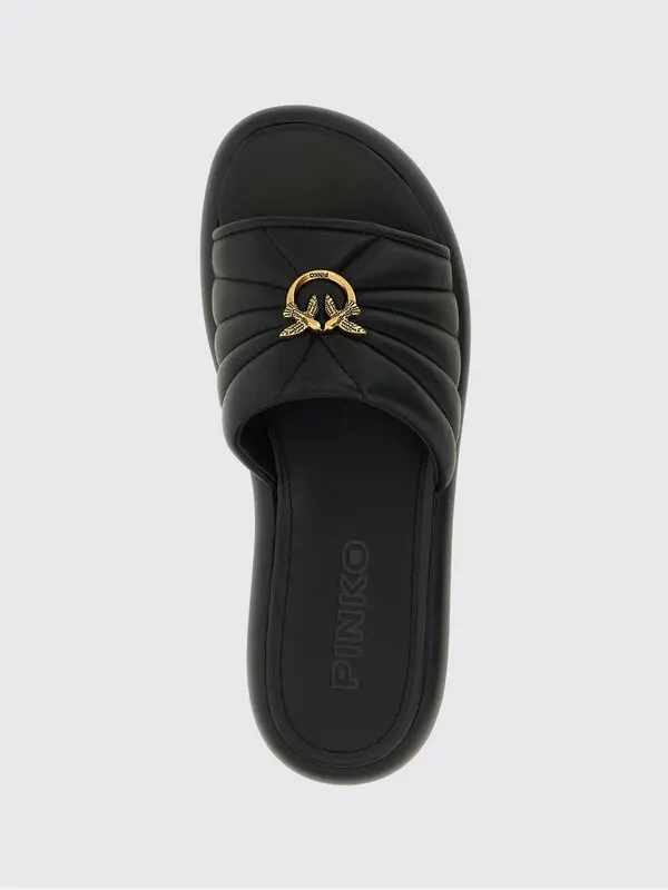 Pinko Quilted Logo Slides - Black