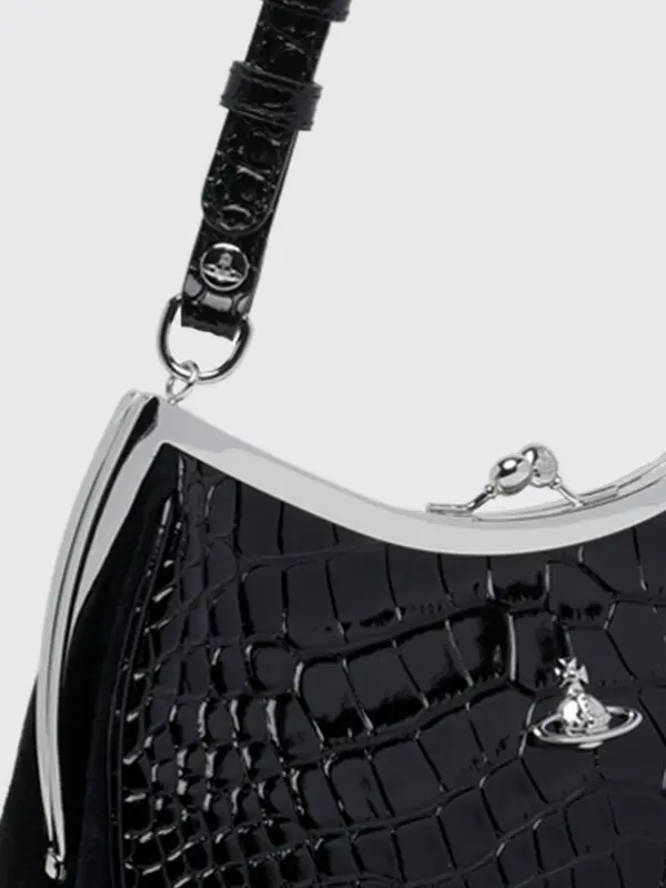 VIVIENNE WESTWOOD Orb Crocodile Print Leather Shoulder Bag