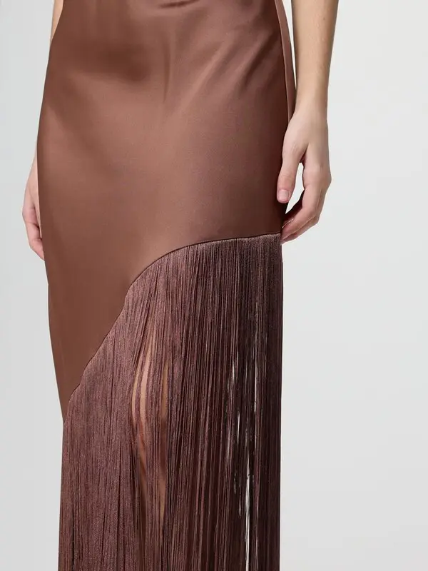 Pinko One-shoulder Maxi Dress With Fringe Detail