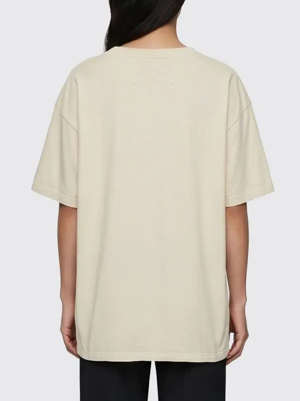 MAISON MARGIELA Cotton Crewneck T-shirt With Numeric Logo - Beige
