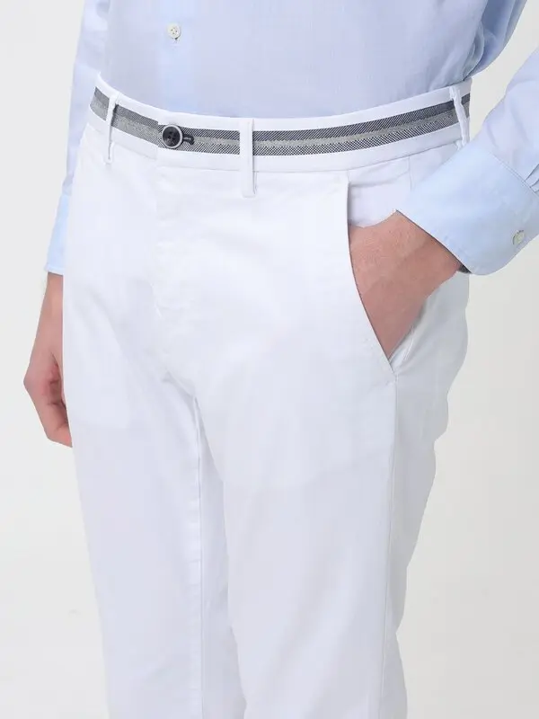 MASON'S Cotton And Wool Blend Chino Trousers - White