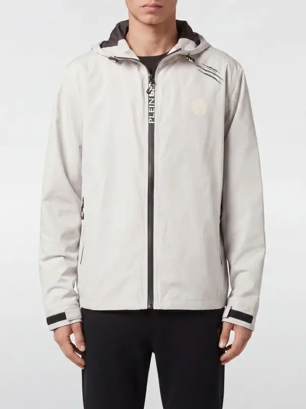 PLEIN SPORT Hooded Windbreaker Jacket - Beige