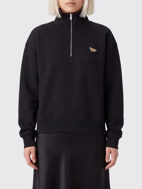 Maison Kitsuné Cotton Sweatshirt With Logo Detail - Black