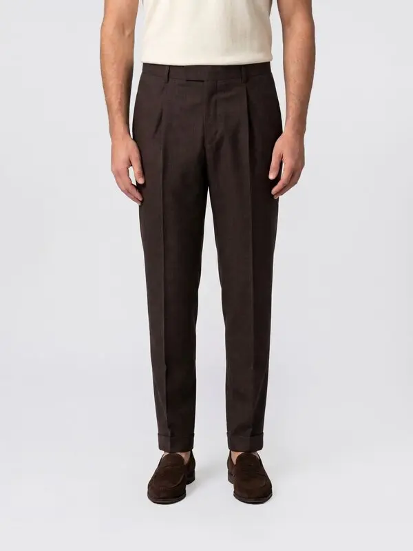 PT TORINO Stretch Virgin Wool Tailored Trousers - Brown