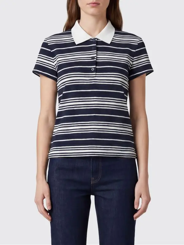 FRAME Striped Polo Shirt With Contrast Collar