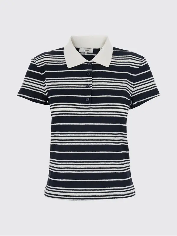 FRAME Striped Polo Shirt With Contrast Collar
