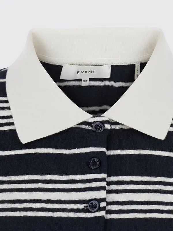 FRAME Striped Polo Shirt With Contrast Collar
