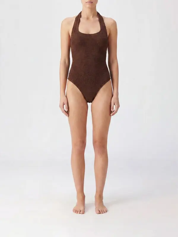 Hunza G Square Neck One-piece Swimsuit - Brown