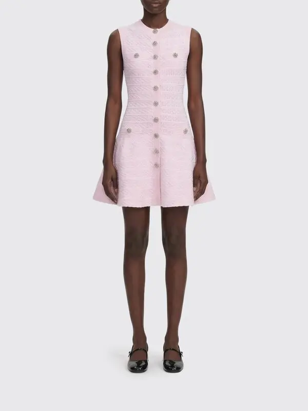 SELF-PORTRAIT Diamond Pointelle Knit Mini Dress