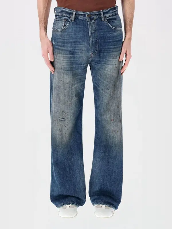 Acne Studios Palazzo Jeans In Used Effect Denim