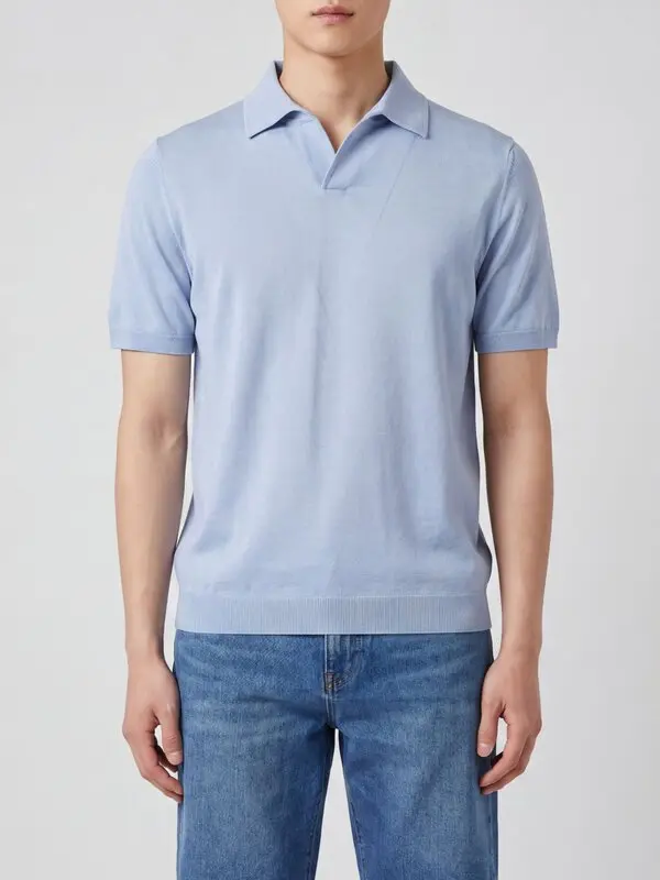LARDINI Knit Polo Shirt - Navy
