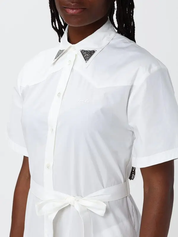 Pinko Shirt Dress With Fringe Detail - White
