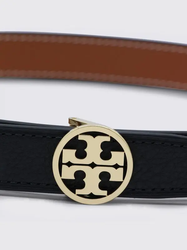 Tory Burch Miller Leather Belt With Double T Logo - Black