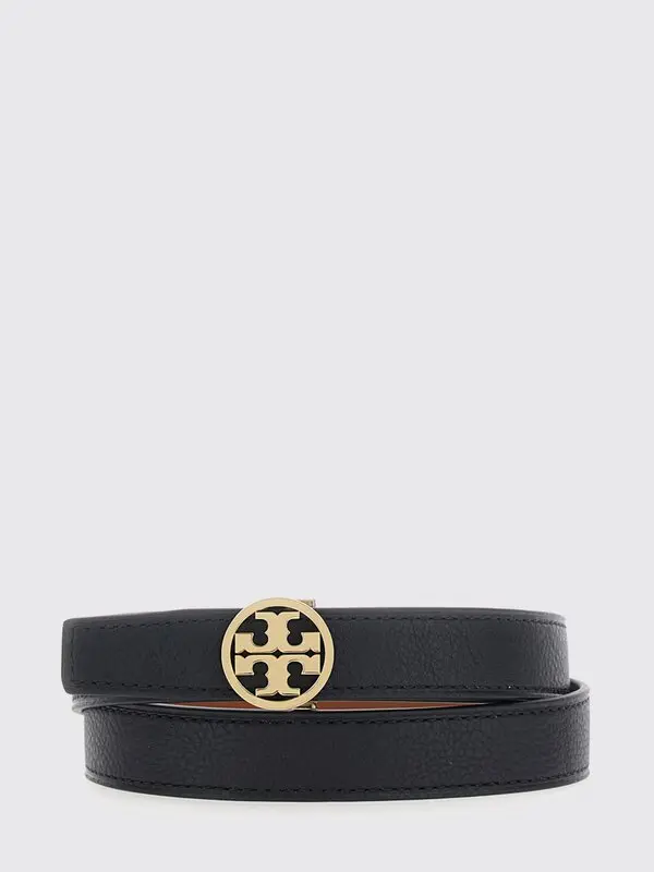 Tory Burch Reversible Calfskin Leather Belt With Double T Buckle - Black