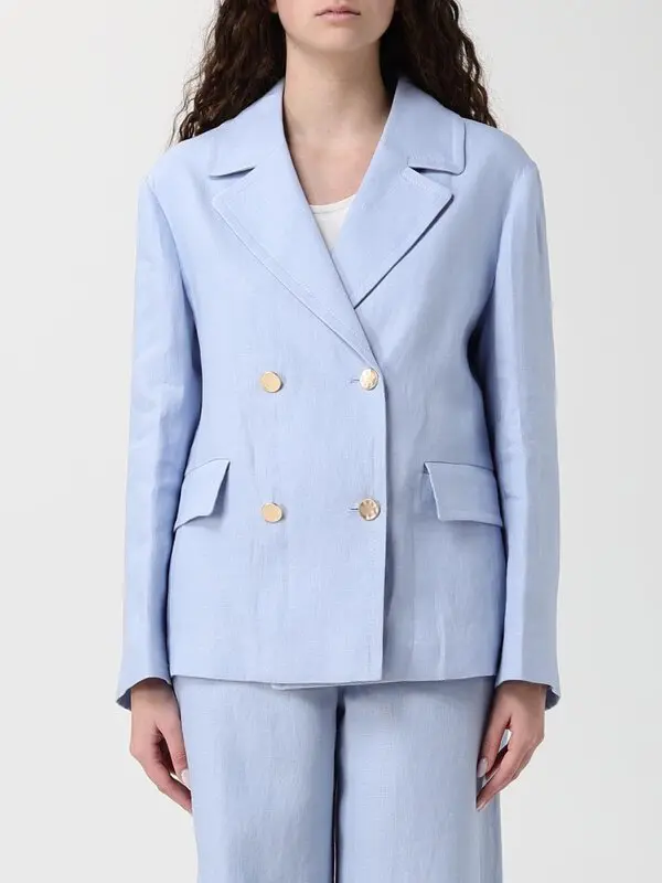 Max Mara Linen Double-breasted Blazer - Blue