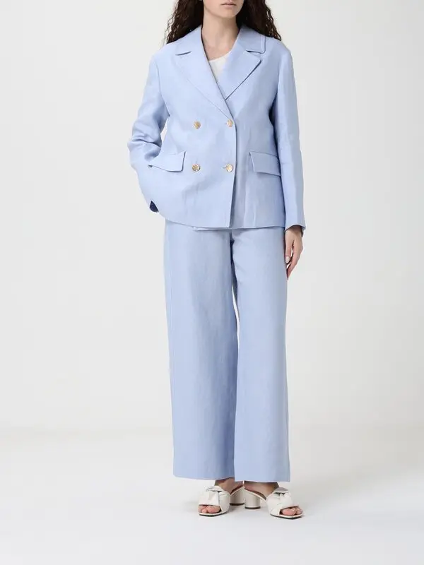 Max Mara Linen Double-breasted Blazer - Blue