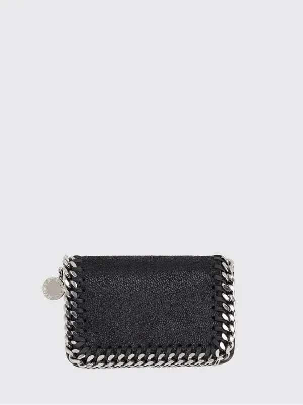 Stella McCartney Falabella Crackled Synthetic Suede Wallet - Black
