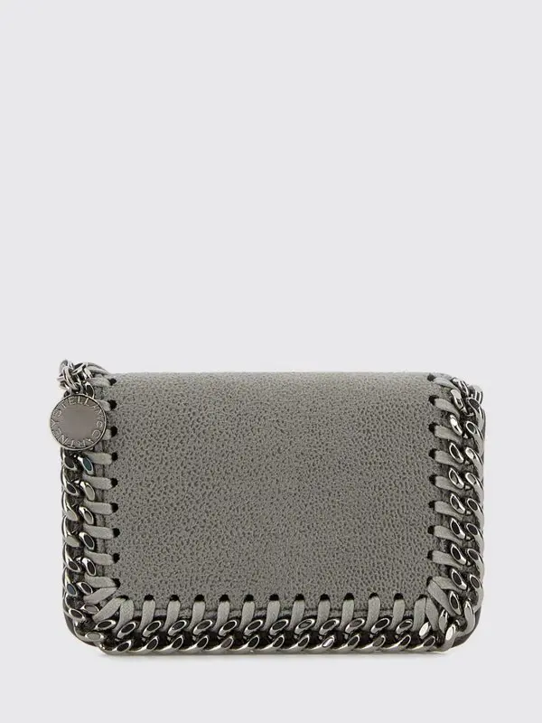 Stella McCartney Falabella Crackled Synthetic Suede Wallet - Grey