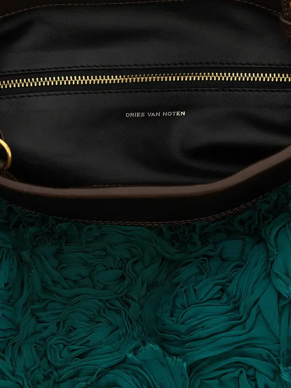 Dries Van Noten Flared Acetate Shoulder Bag With Embroidery And Leather Handle