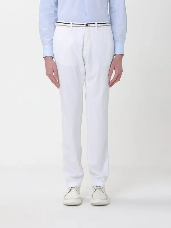 MASON'S Cotton And Wool Blend Chino Trousers - White